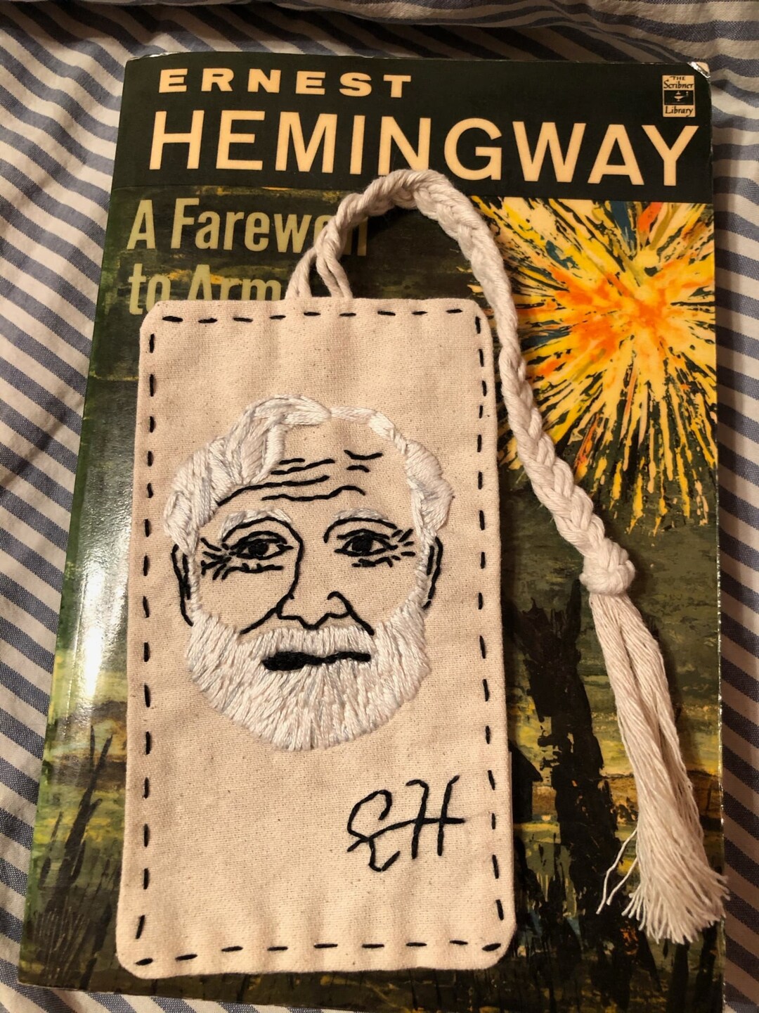 Ernest Hemingway Bookmark, Hand Embroidered Book Lovers Gift, Cloth ...