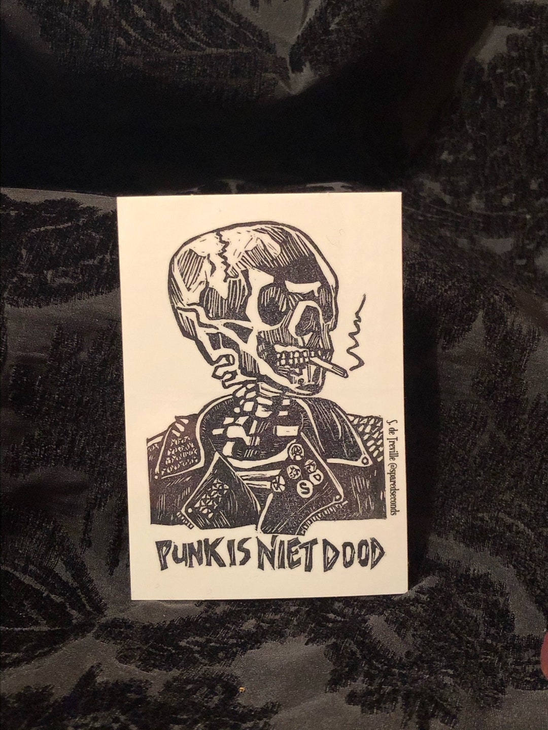 Vinyl Sticker, Punk’s Not Dead, Van Gogh Head of a Skeleton With ...