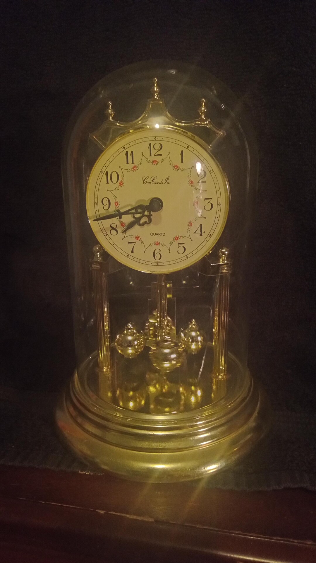 Vintage Concord Pa. Anniversary Glass Dome Clock Floral Dial - Etsy