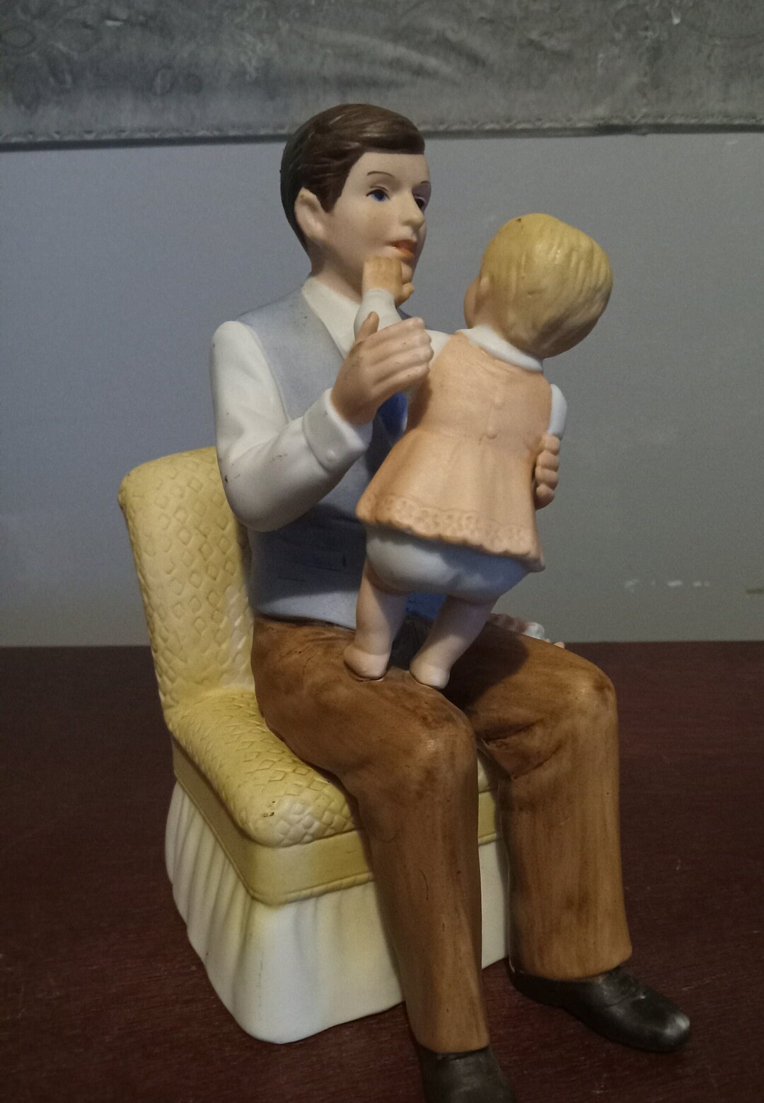 Vintage Homco Father Holding Daughter in Chair Porcelain - Etsy