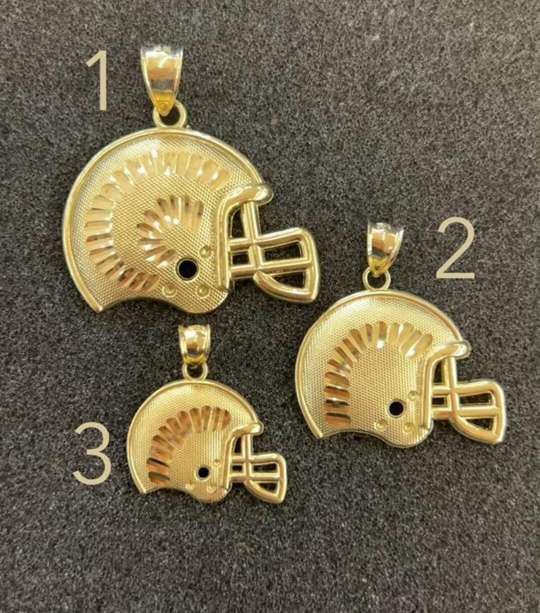 10k Yellow Gold Football Helmet, Customized Number on Football Helmet ...
