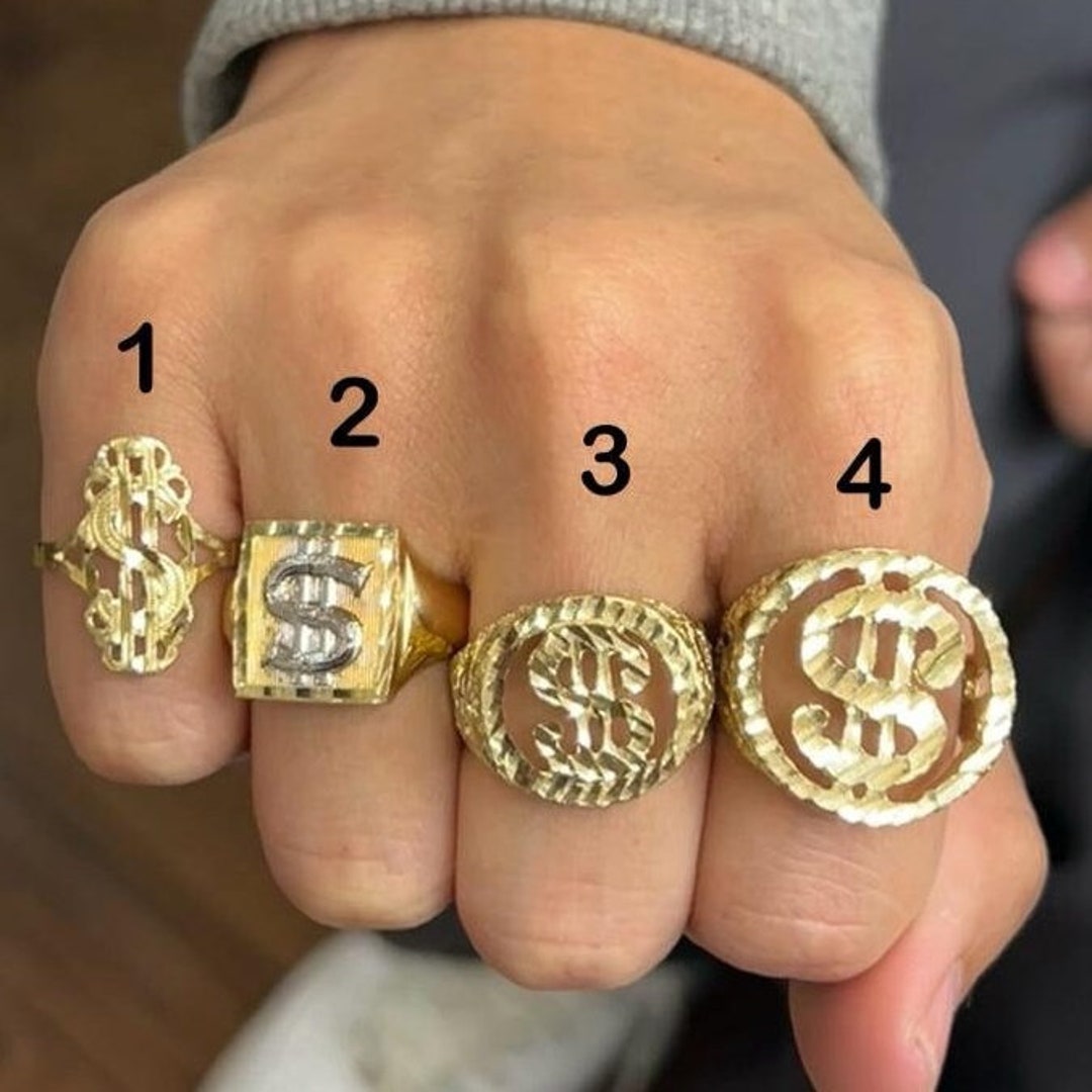 10k Gold Money Ring, Gold Money Ring, Gold Dollar Sign Ring, Men's Gold ...