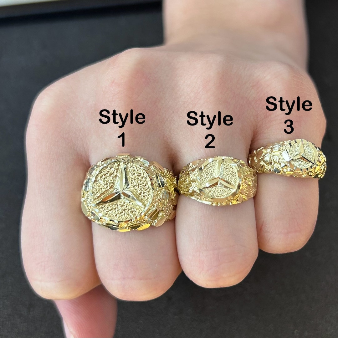 10k Gold Mercedes Benz Style Ring, Gold Men's Ring, Car Ring, Birthday ...