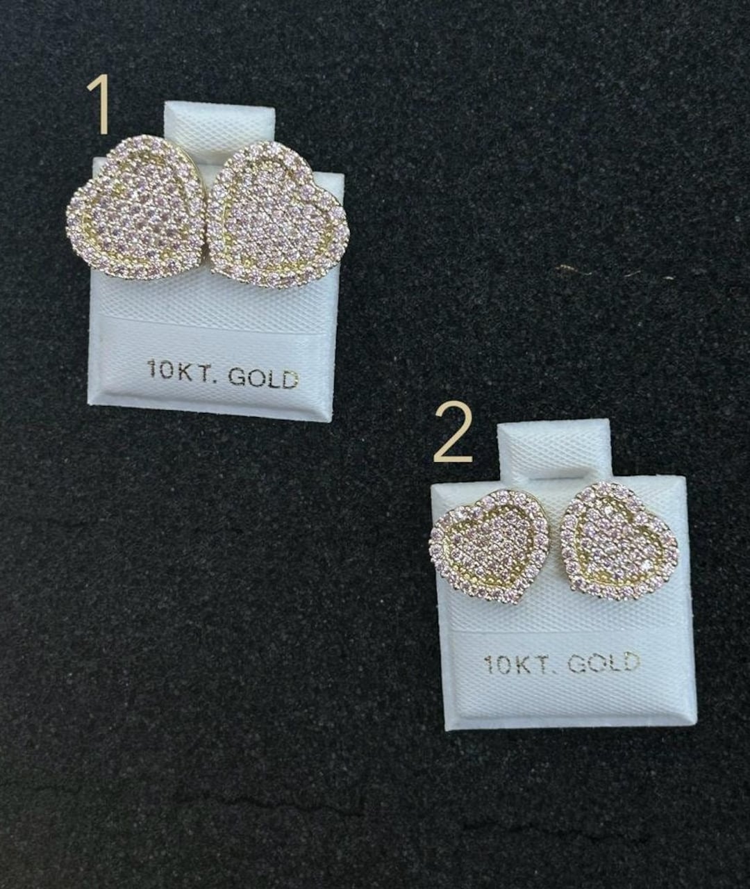 10k Yellow Gold Heart Rolex Earrings, Rolex Style Earrings, 10k Hearts ...