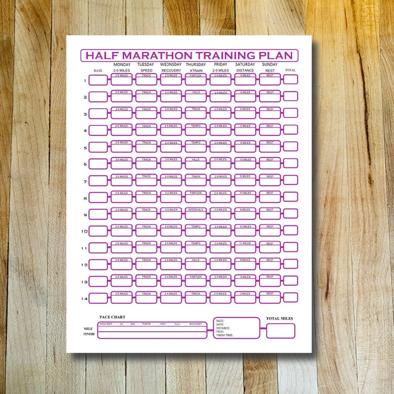 Half Marathon Training Plan Template | Etsy