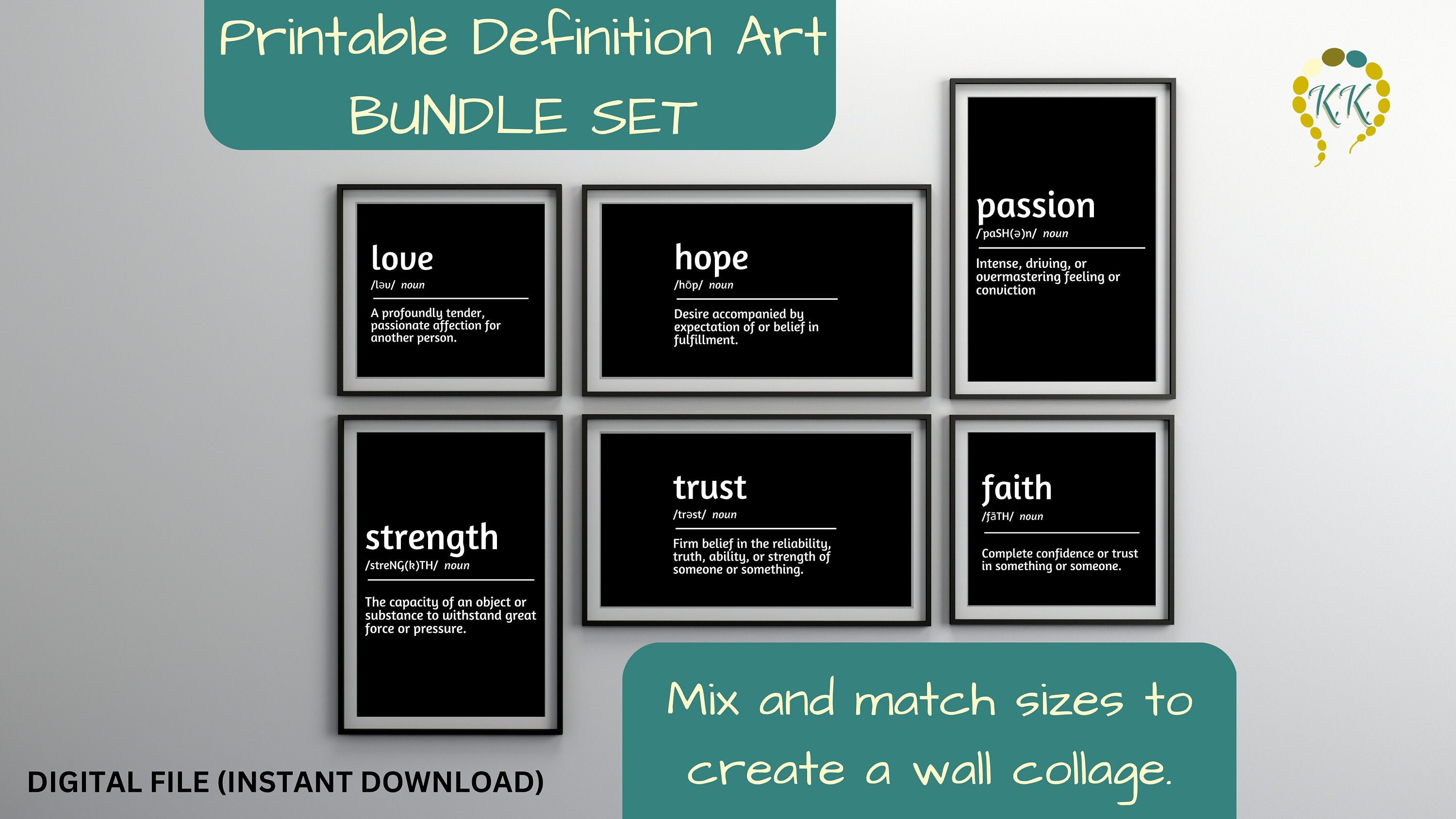 Inspirational Definition Art Minimalist Wall Art Printable Wall Art ...