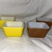 Set of 4 Vintage PYREX 501-B REFRIGERATOR DISHES Brown & Yellow No Lids ...