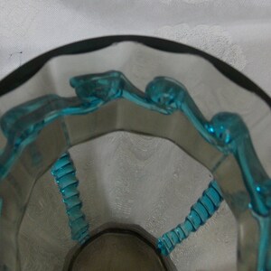 Antique SMOKED GLASS VASE With Applied Turquoise Blue Trim - Etsy