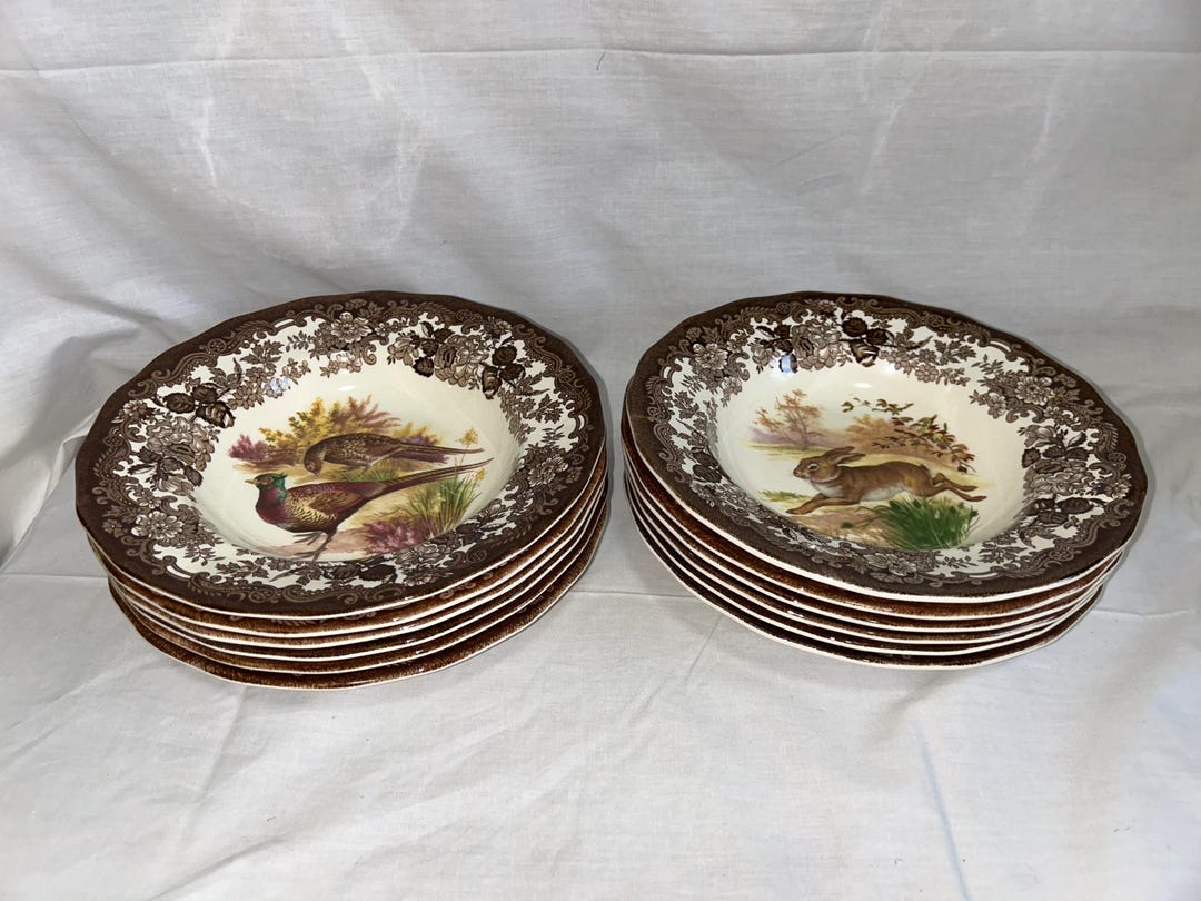 PALISSY ROYAL WORCESTER Game Series 9 Rimmed Soup Pasta Bowls sets of 6 ...