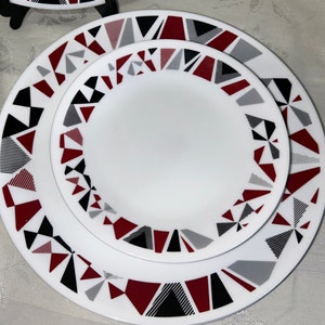CORELLE RED MOSAIC Dinnerware Plates & Bowls **sold Separately** - Etsy