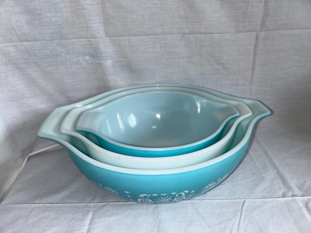 Set of 3 PYREX AMISH CINDERELLA Bowls Turquoise 442 443 444 - Etsy