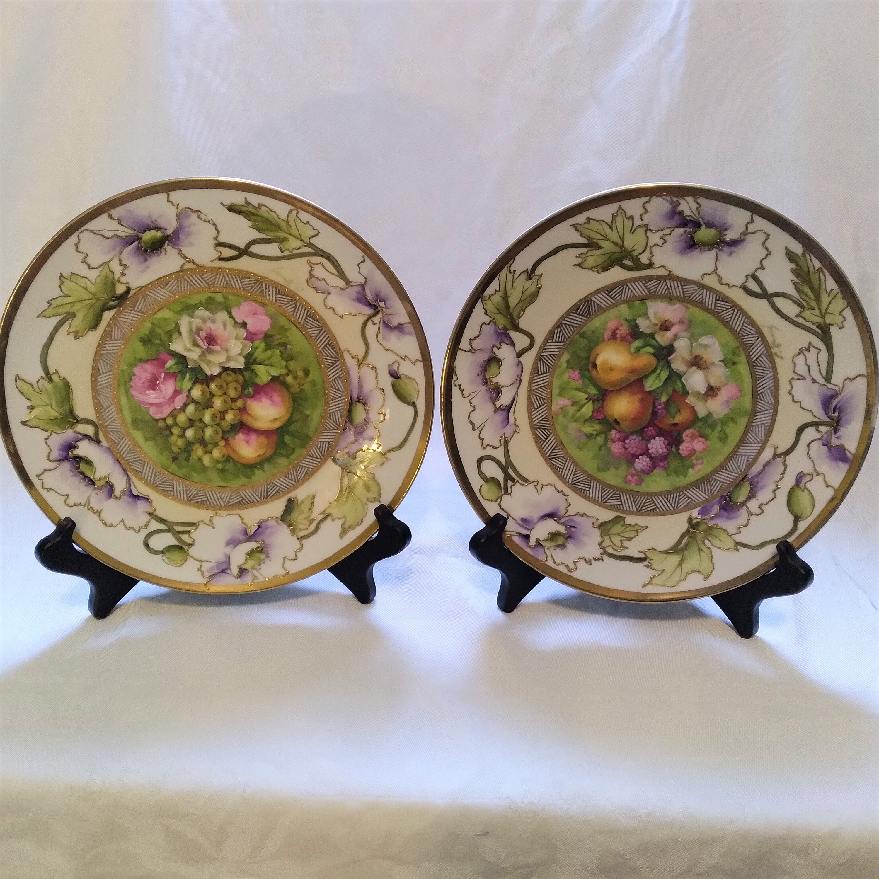 Pair of Hand Painted ROYAL VIENNA ALEXANDRA Porcelain Works Plates ...