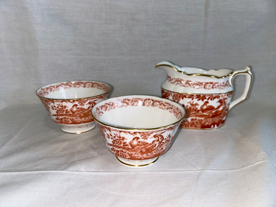 ROYAL CROWN DERBY Red Aves Creamer and Pair of Sugar Bowls Cups? - Etsy