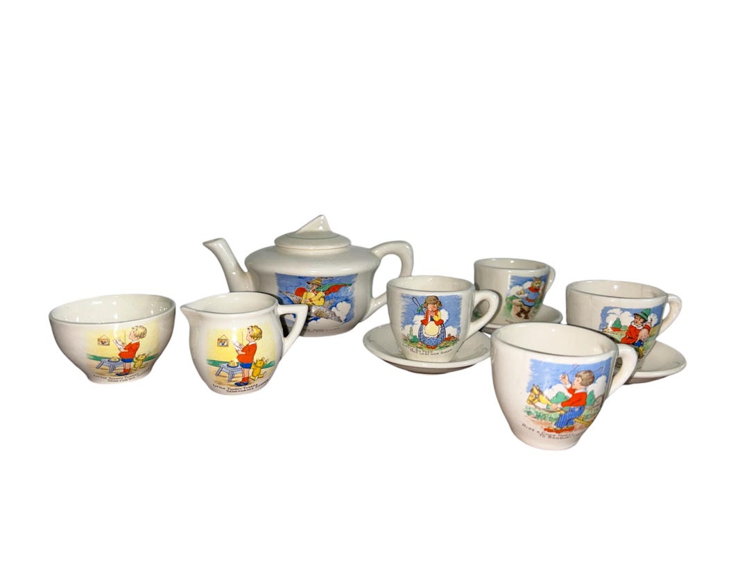 Vintage 11 Pc CHILD'S MOTHER GOOSE Tea Set Made in England - Etsy