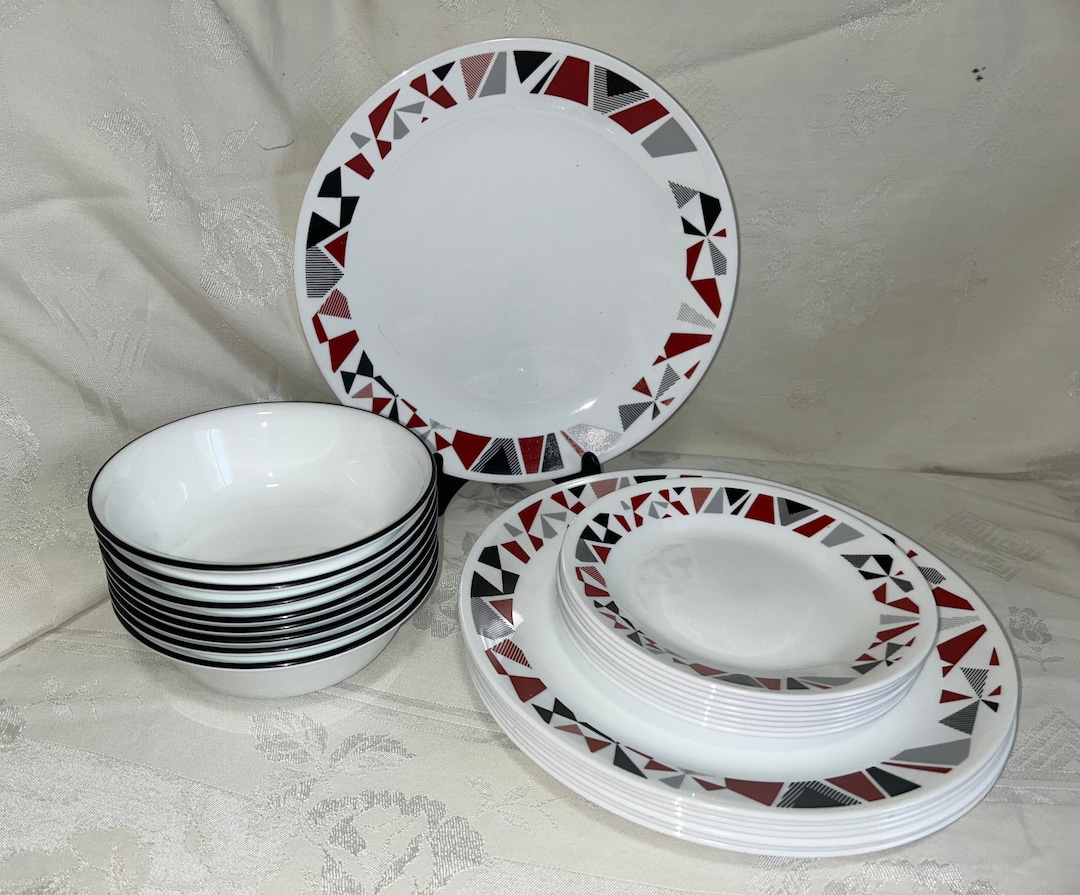 CORELLE RED MOSAIC Dinnerware Plates & Bowls **sold Separately** - Etsy