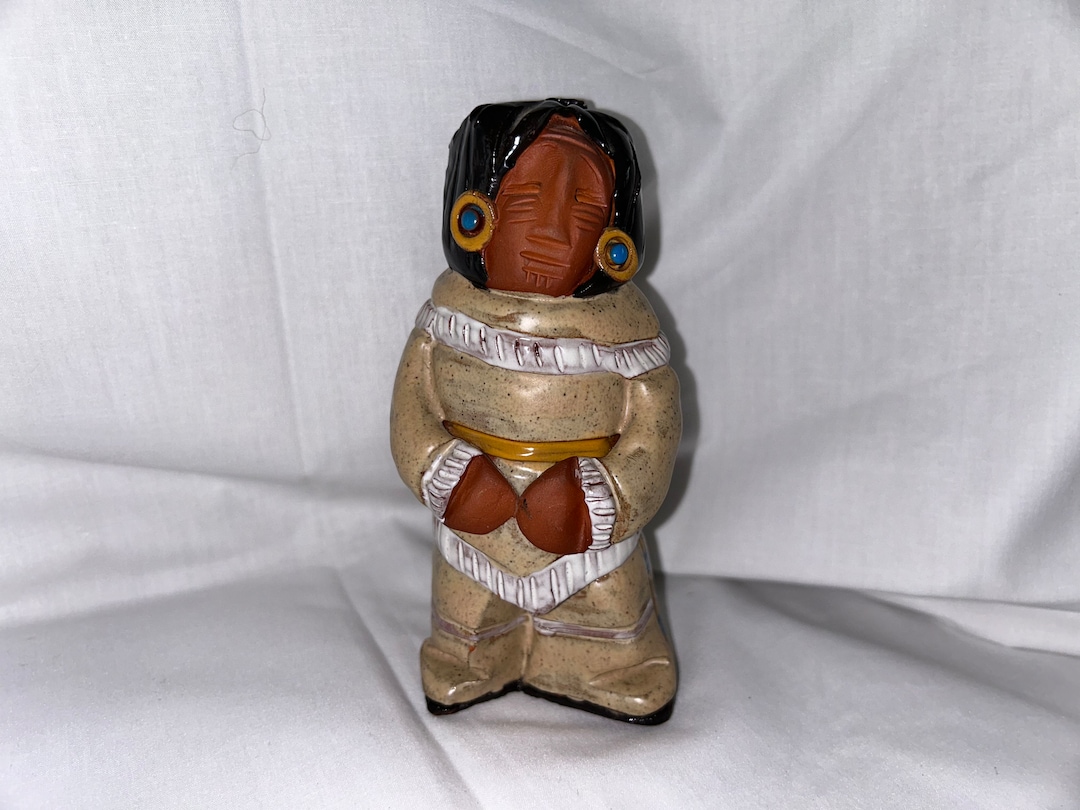 Signed KEENA MOHAWK POTTERY Figure With Fringes Canadian Indigenous ...
