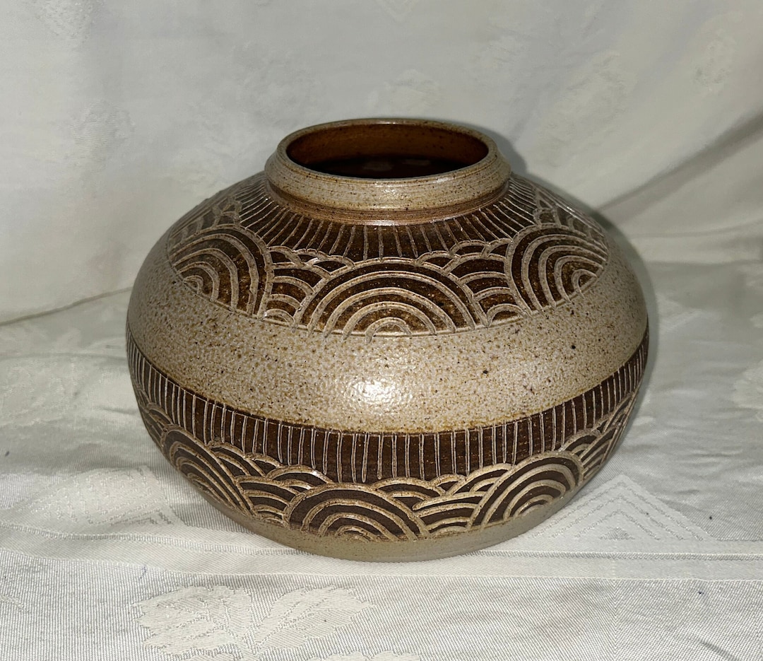 BEN OWEN III Incised Art Pottery Vase Signed 1985 Seagrove North ...