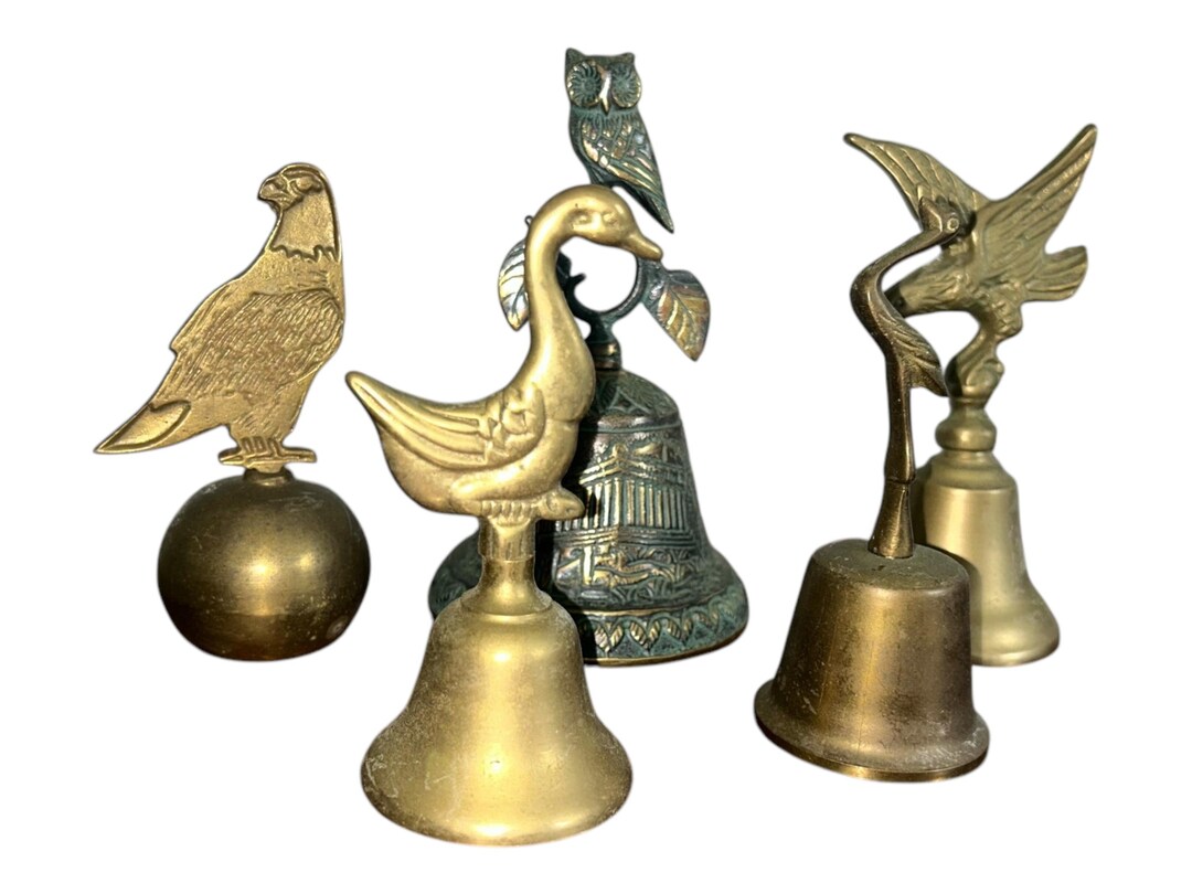 Collection of 5 VINTAGE BRASS BELLS With Birds Owl Eagle Plus - Etsy