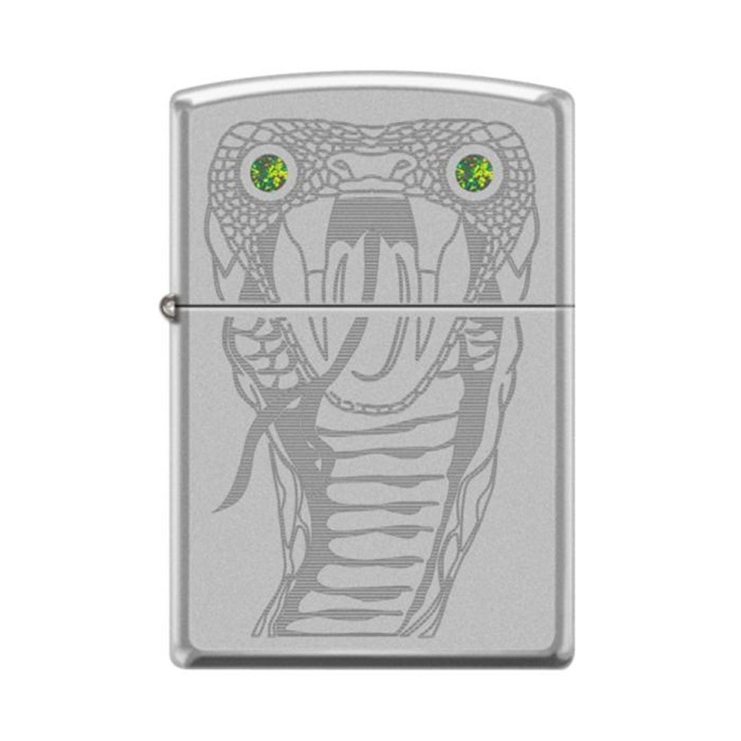 Gorgeous Engraved Cobra Snake With Green Swarovski Crystal Eyes Zippo ...