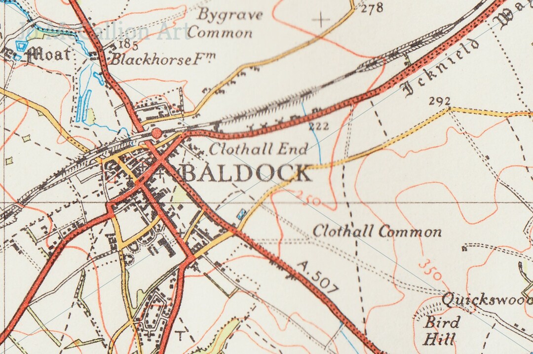 Focus on Baldock Zoomed in Section From a Vintage 1935 OS Map. Fine Art ...