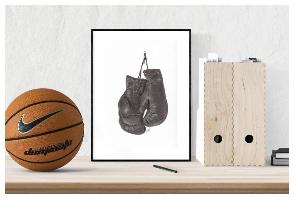 Vintage Boxing Gloves Original Charcoal Drawing, by Jo Mccallion - Etsy ...