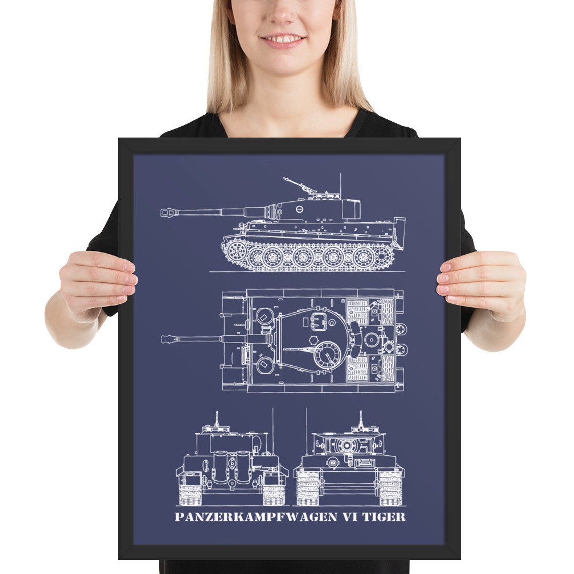 Panzerkampfwagen VI Tiger WW2 German Panzer Tank Blueprint gerahmtes ...