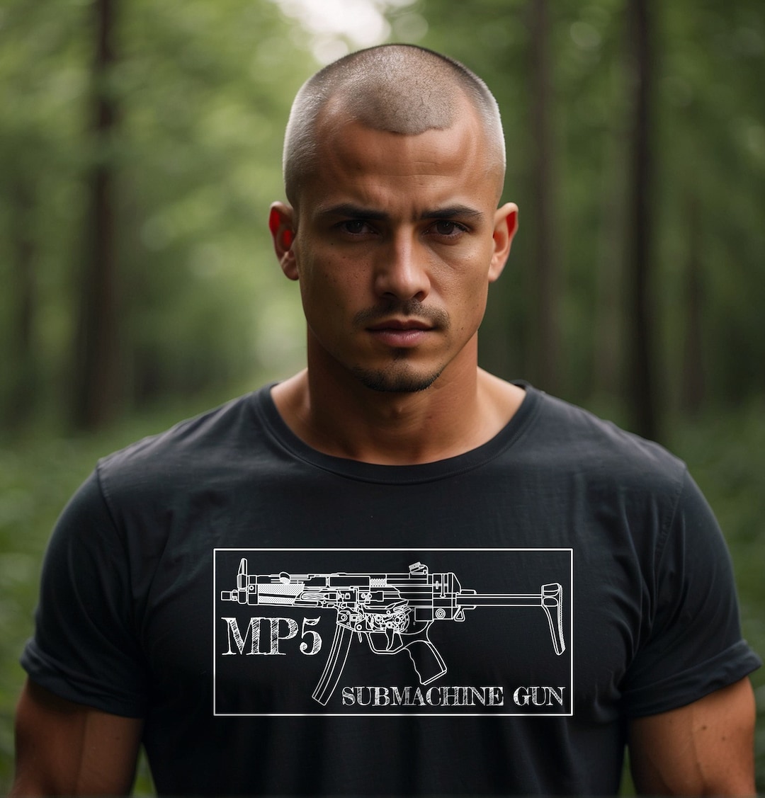 MP5 Submachine Gun Blueprint Schematic Diagram Design Gift Men's ...