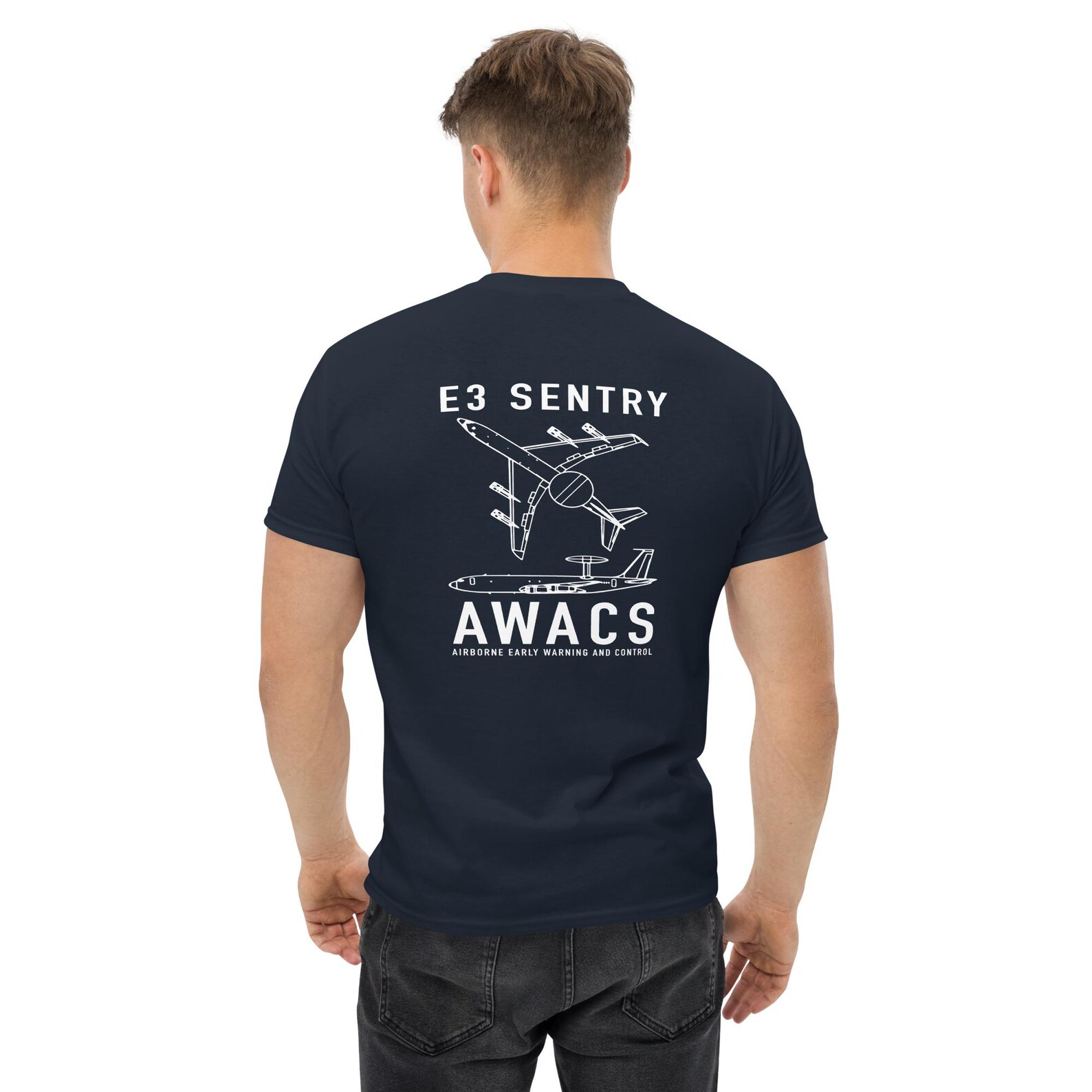 E-3 Sentry AWACS Early Warning Aircraft Plane Blueprints Classic Tee ...