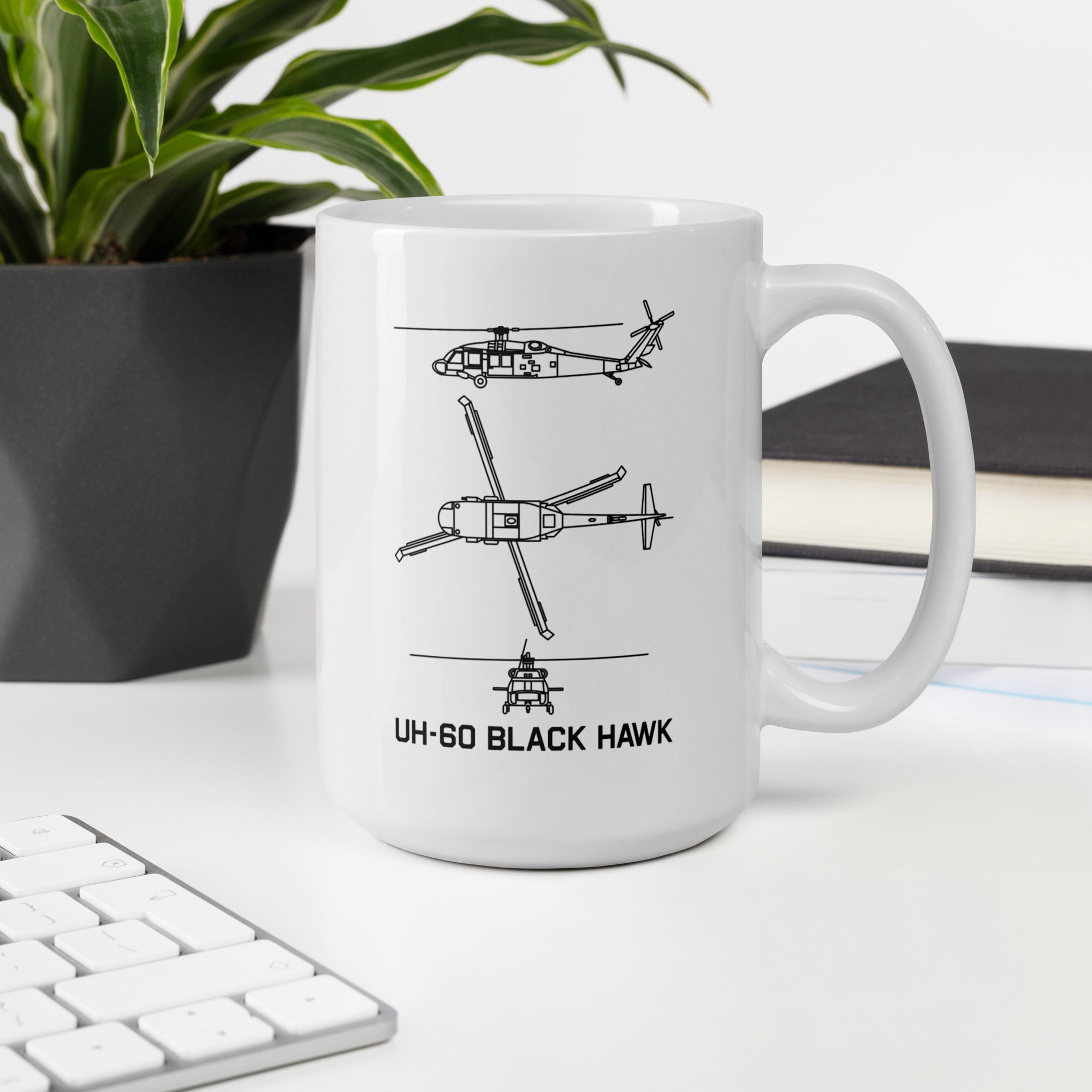 UH-60 Black Hawk Military Helicopter Blueprint White Glossy Mug - Etsy