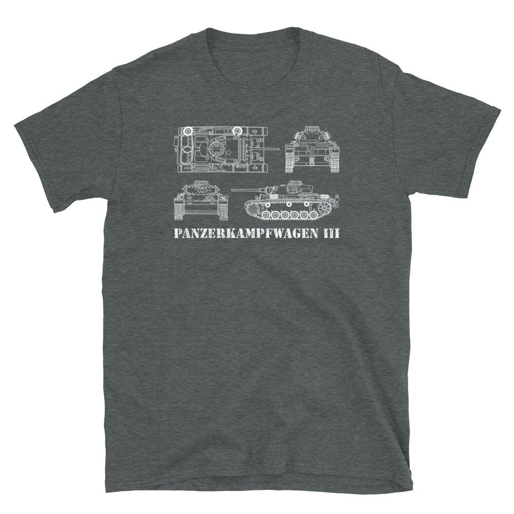 Panzer III Tank Tshirt Gift German Panzerkampfwagen Blueprint WW2 Tee T ...
