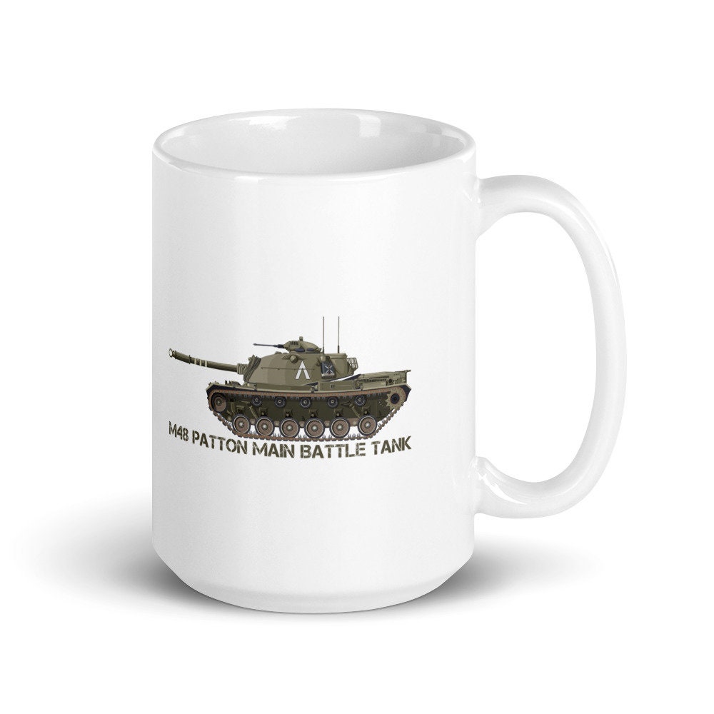 M48 Patton Main Battle Tank American Tanks White Glossy Coffee Mug Cup ...