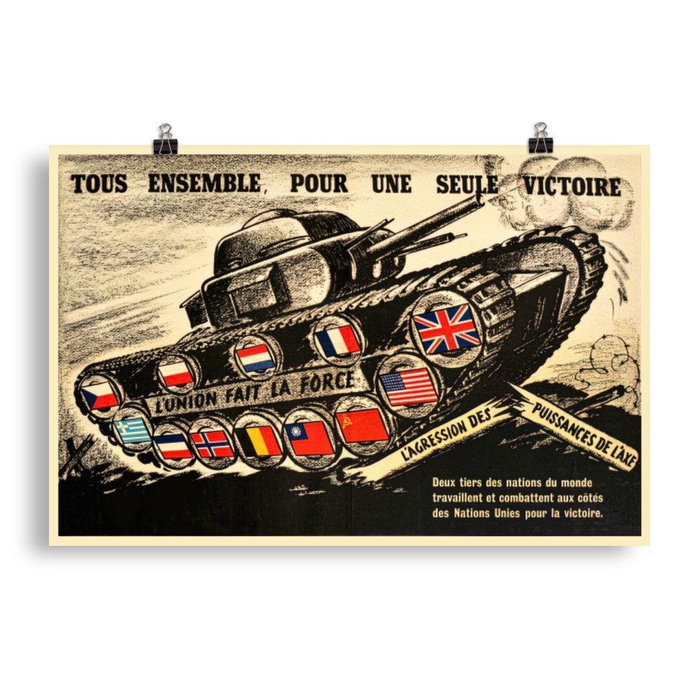 French Allies World War Two Army Tank Propaganda Art Poster - Etsy