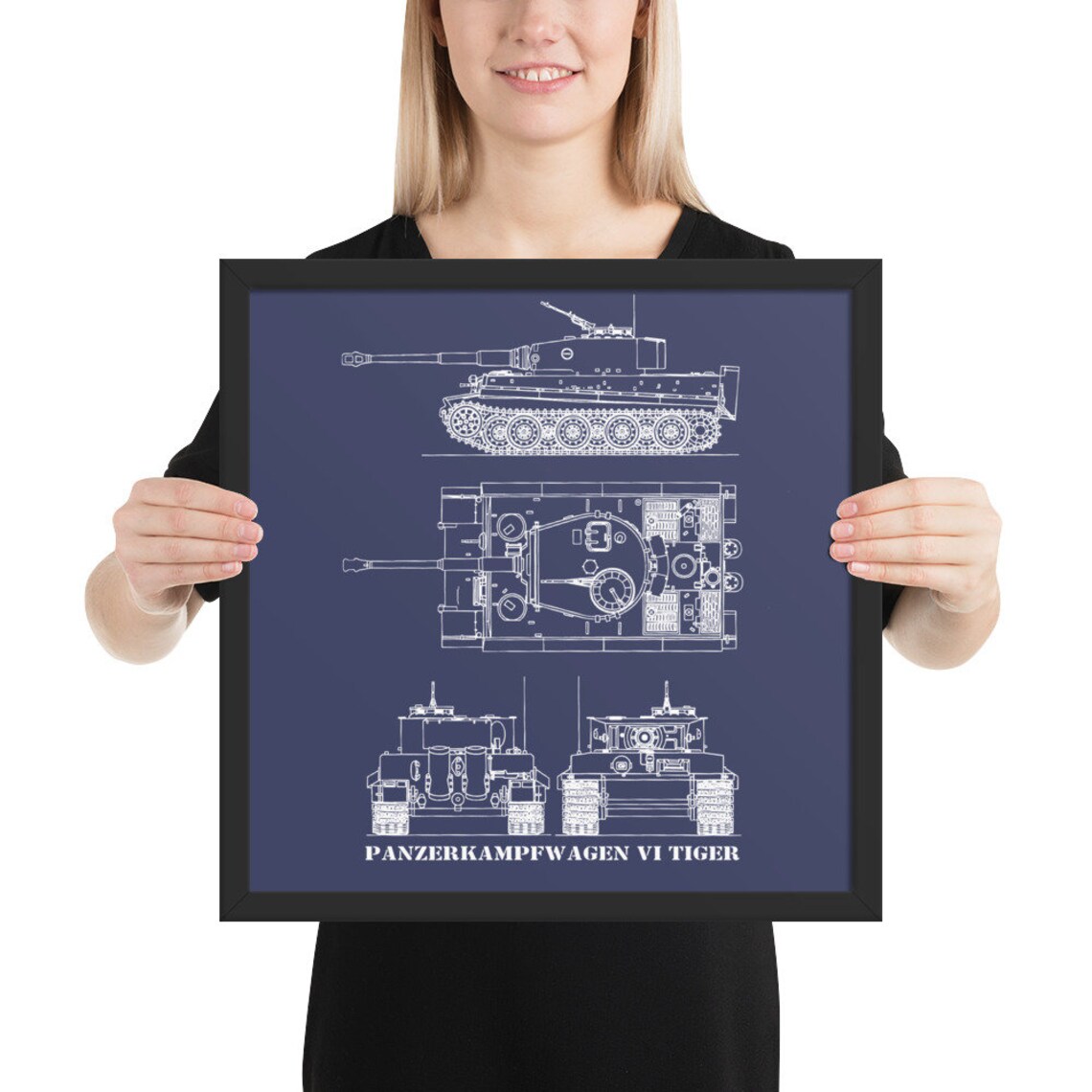 Panzerkampfwagen VI Tiger WW2 German Panzer Tank Blueprint gerahmtes ...