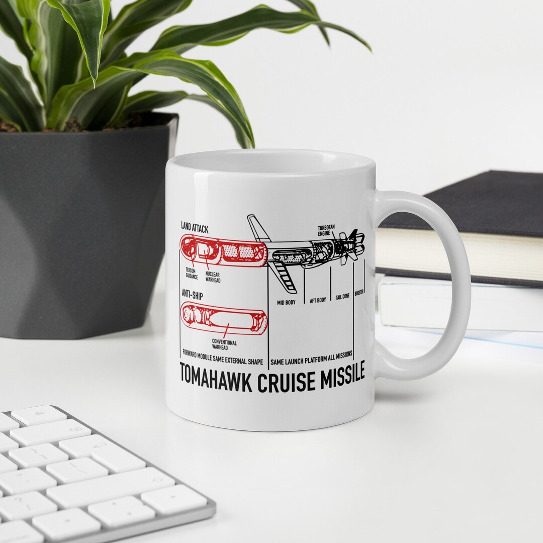 Tomahawk Cruise Missile Blueprint Infographic Diagram White Glossy Mug ...