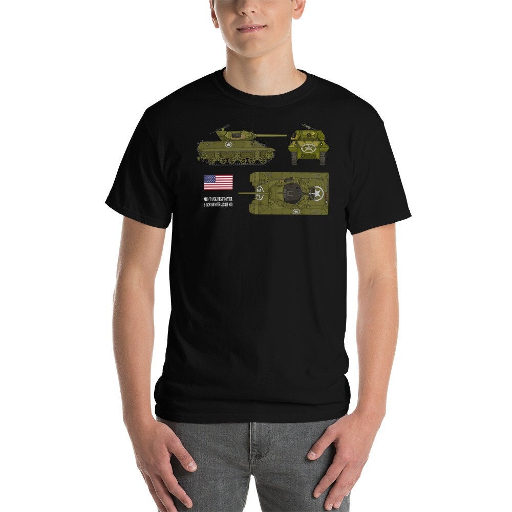 M10 Tank Destroyer Tank WW2 Army Shirts Tanks Diagram Short Sleeve T ...