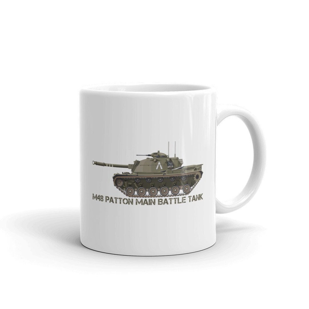 M48 Patton Main Battle Tank American Tanks White Glossy Coffee Mug Cup ...