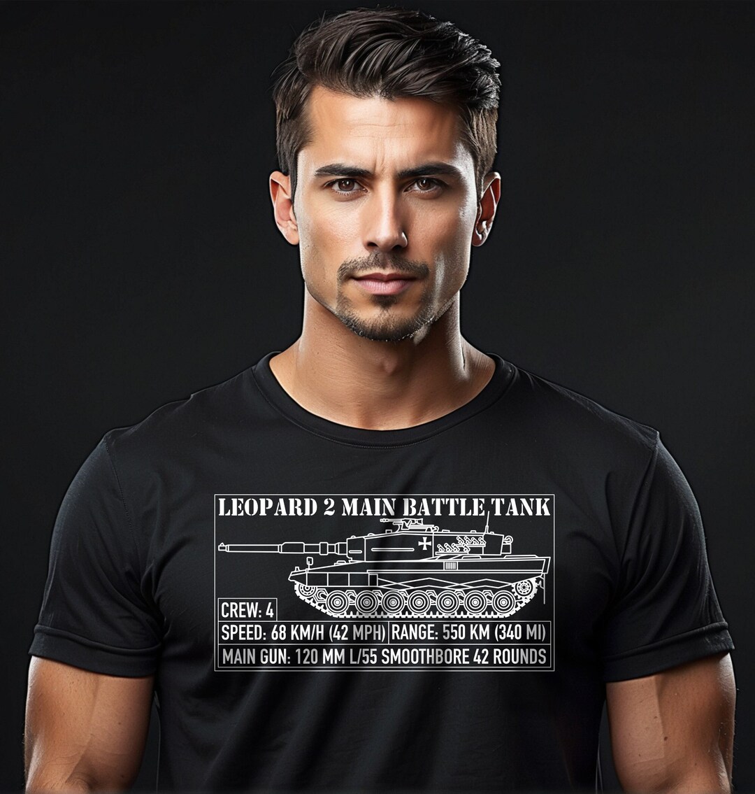 Leopard 2 German Army Tank Blueprint Infographic Gift Men's Classic Tee ...