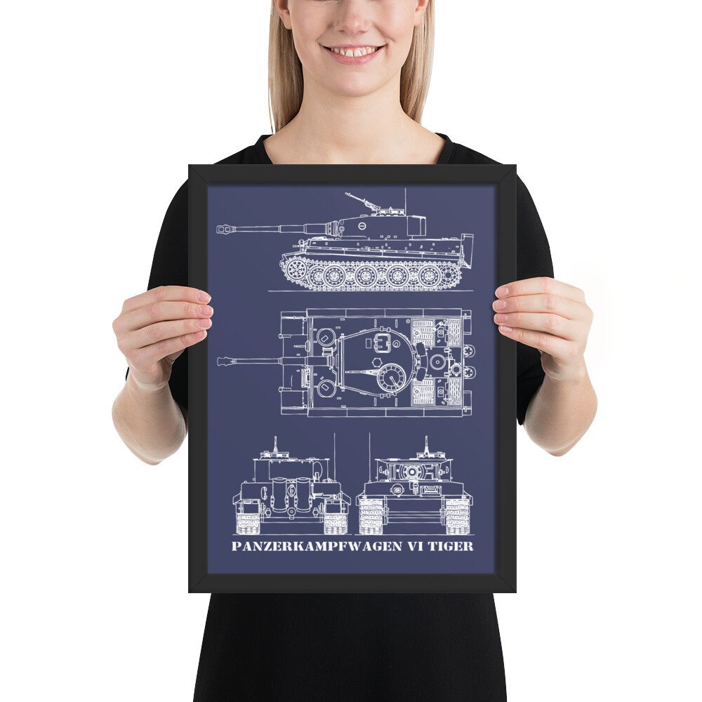 Panzerkampfwagen VI Tiger WW2 German Panzer Tank Blueprint Framed Photo ...