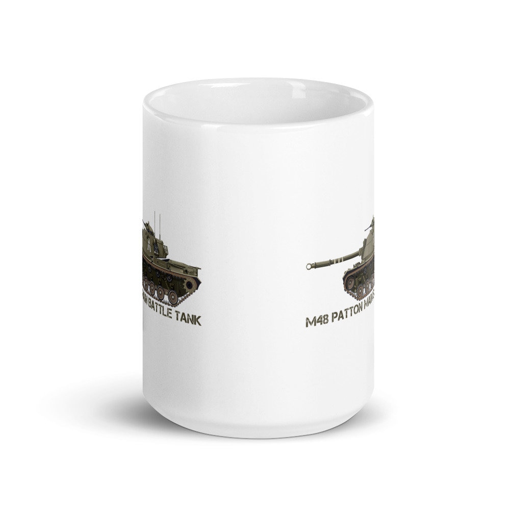 M48 Patton Main Battle Tank American Tanks White Glossy Coffee Mug Cup ...