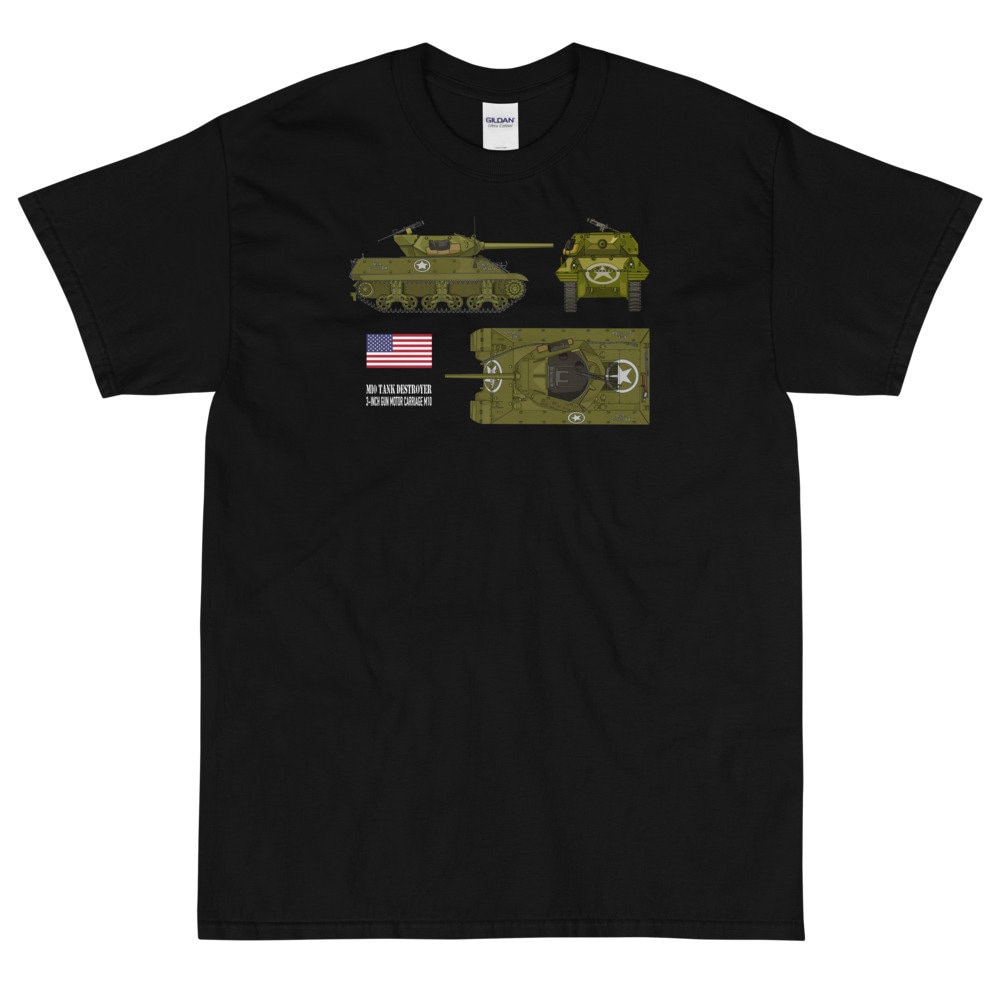 M10 Tank Destroyer Tank WW2 Army Shirts Tanks Diagram Short Sleeve T ...