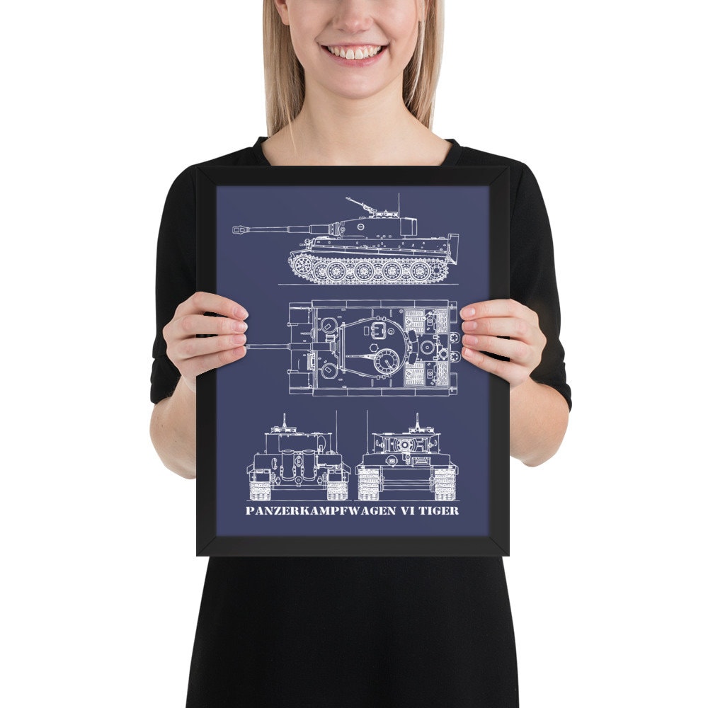 Panzerkampfwagen VI Tiger WW2 German Panzer Tank Blueprint gerahmtes ...