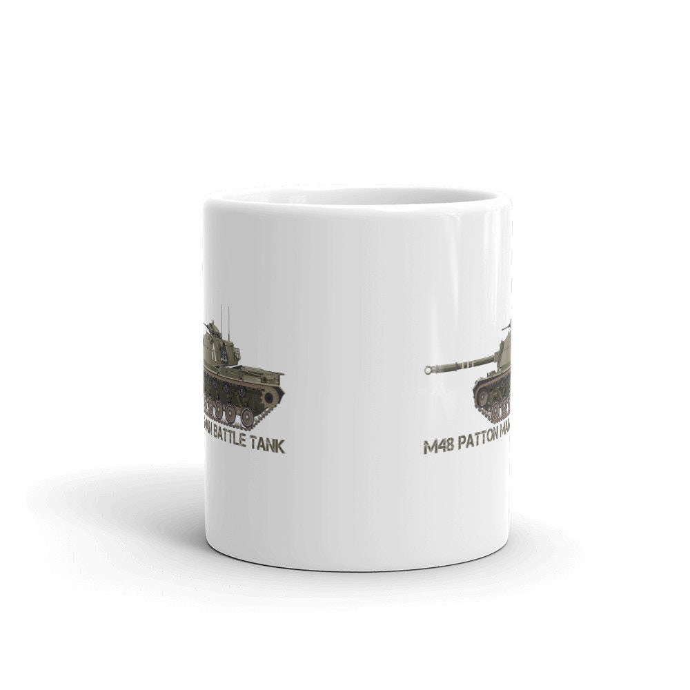 M48 Patton Main Battle Tank American Tanks White Glossy Coffee Mug Cup ...
