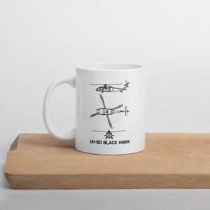 UH-60 Black Hawk Military Helicopter Blueprint White Glossy Mug - Etsy