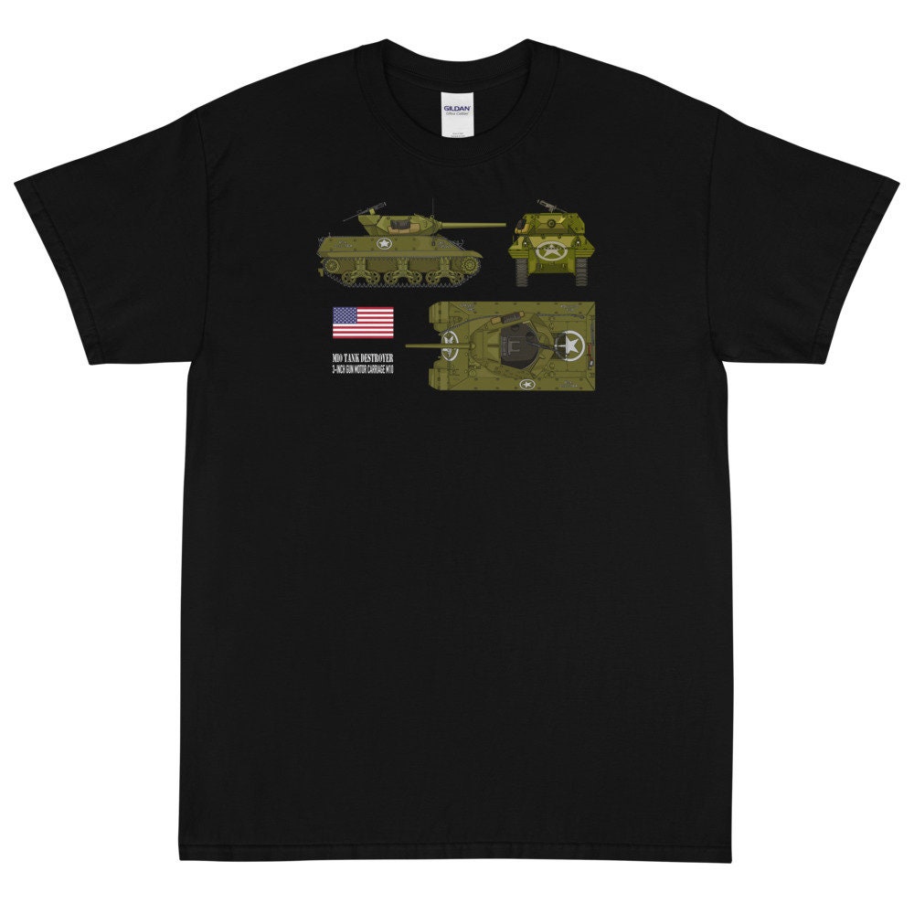 M10 Tank Destroyer Tank WW2 Army Shirts Tanks Diagram Short Sleeve T ...