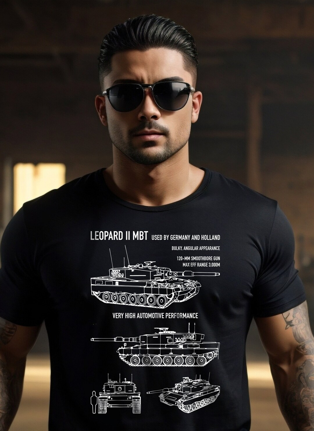 Leopard 2 Tank Blueprint Recognition Identification Diagrams Men's ...