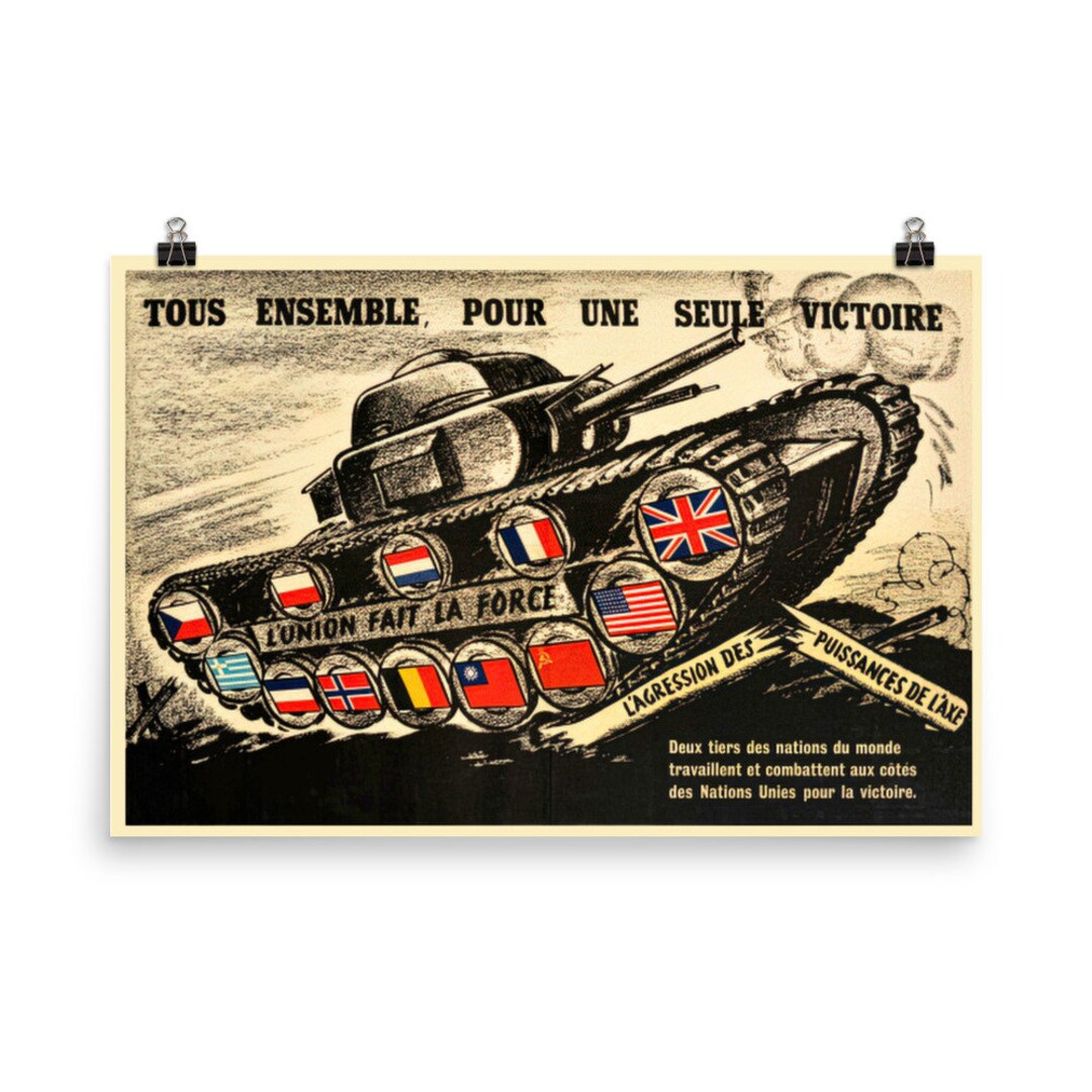 French Allies World War Two Army Tank Propaganda Art Poster - Etsy