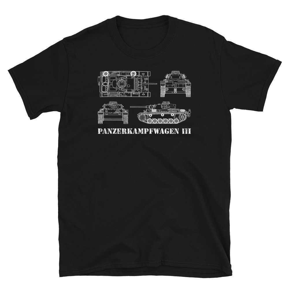 Panzer III Tank Tshirt Gift German Panzerkampfwagen Blueprint WW2 Tee T ...