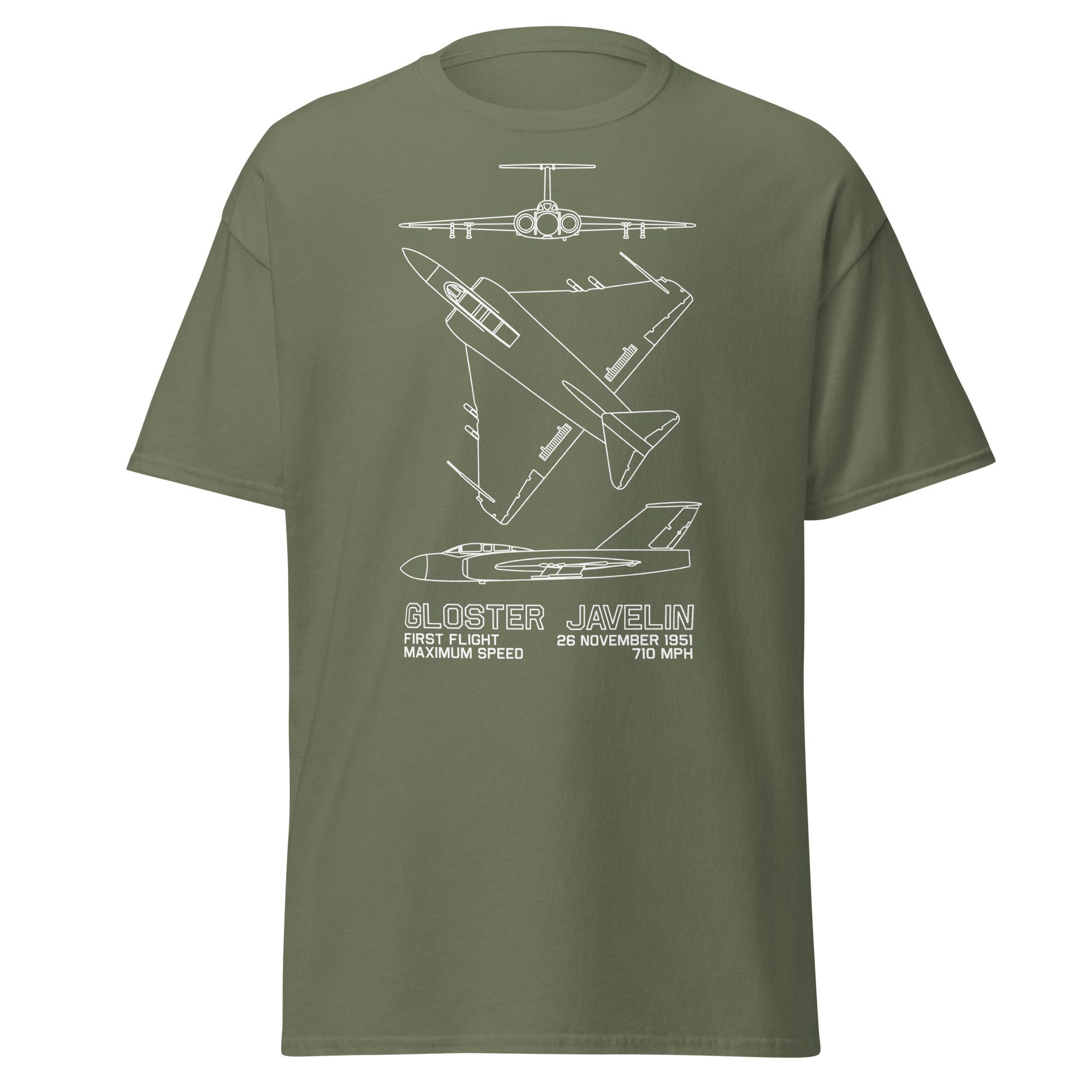 Gloster Javelin British Jet Fighter Plane Blueprints Diagrams Men's ...