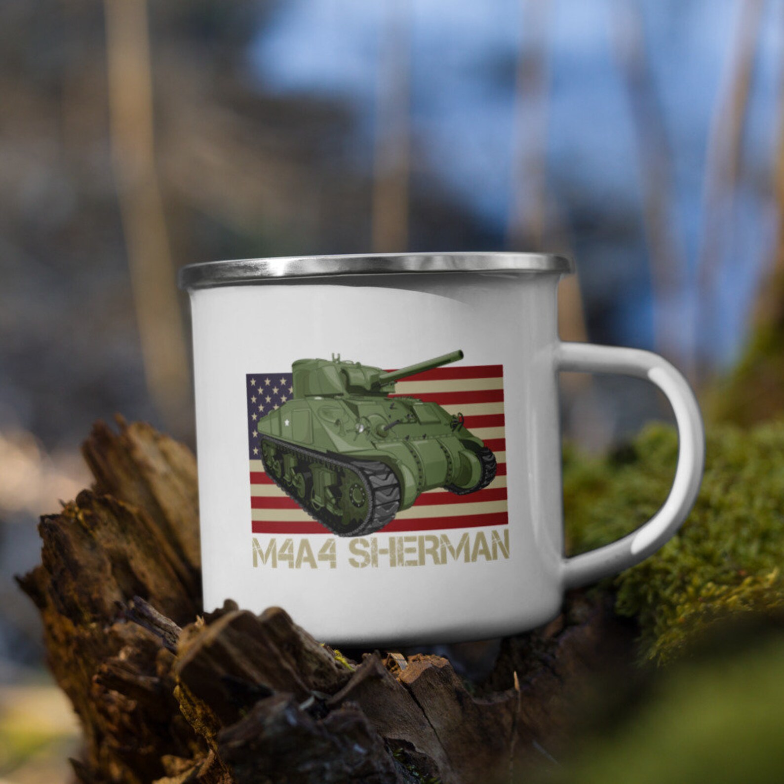 M4 Sherman Tank WW2 Enamel Mug American Flag Camping Coffee - Etsy