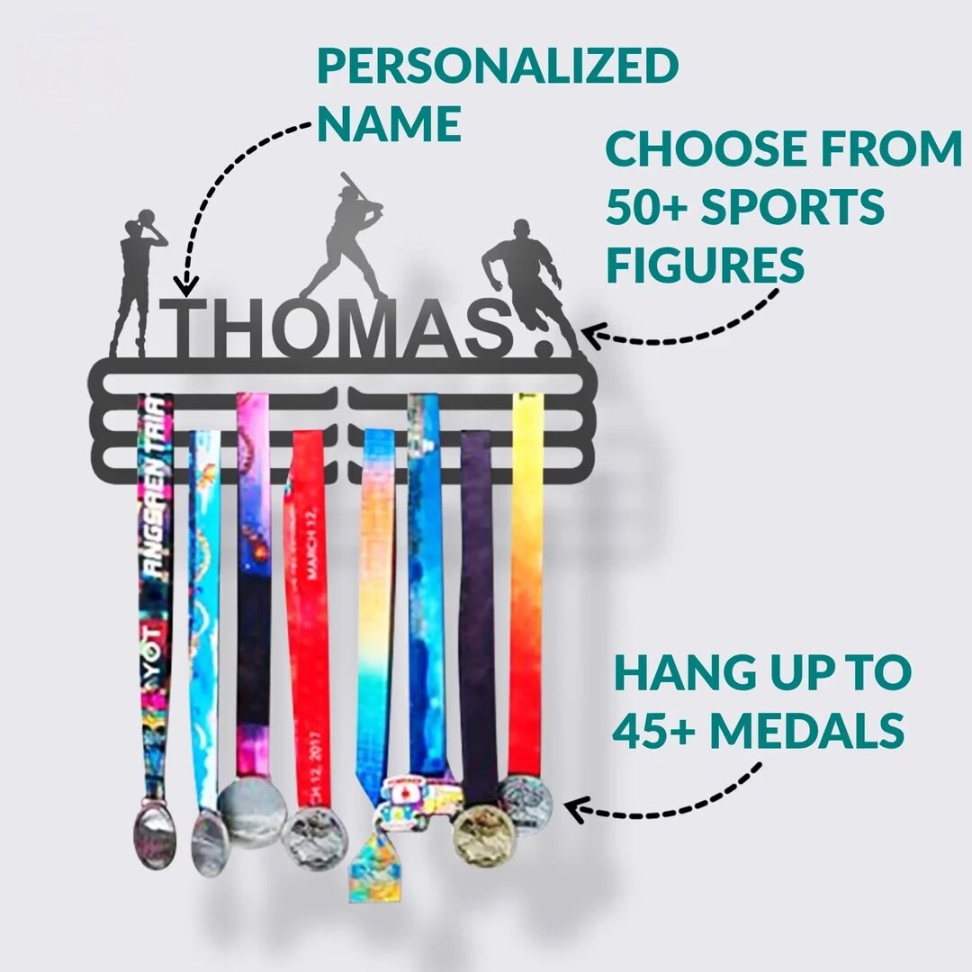 Personalized Multi Sport Medal Display Hanger (up to 3 Sports) - Etsy